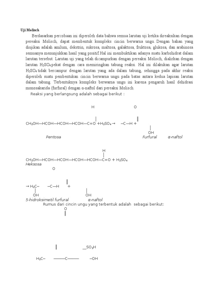 Uji Molisch | PDF | Memasak, Makanan, & Anggur