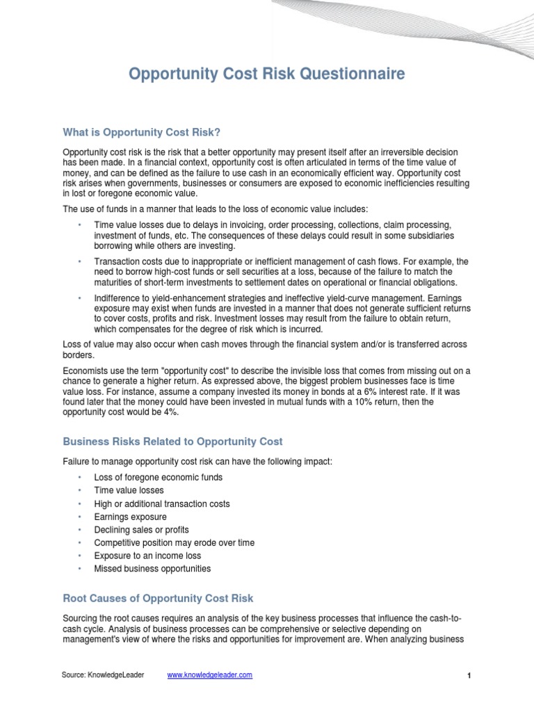 Manage Opportunity Cost Risk with Zero Cash Practices | PDF | Banks ...