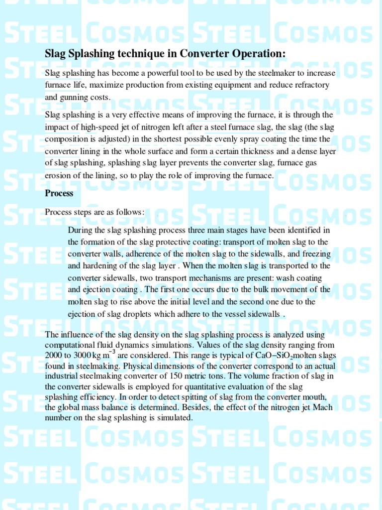 Slag Splashing Technique in Converter Operation | PDF | Computational ...