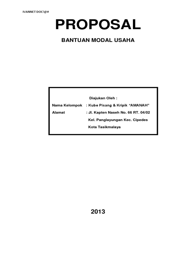 Proposal Bantuan Modal Usaha | PDF
