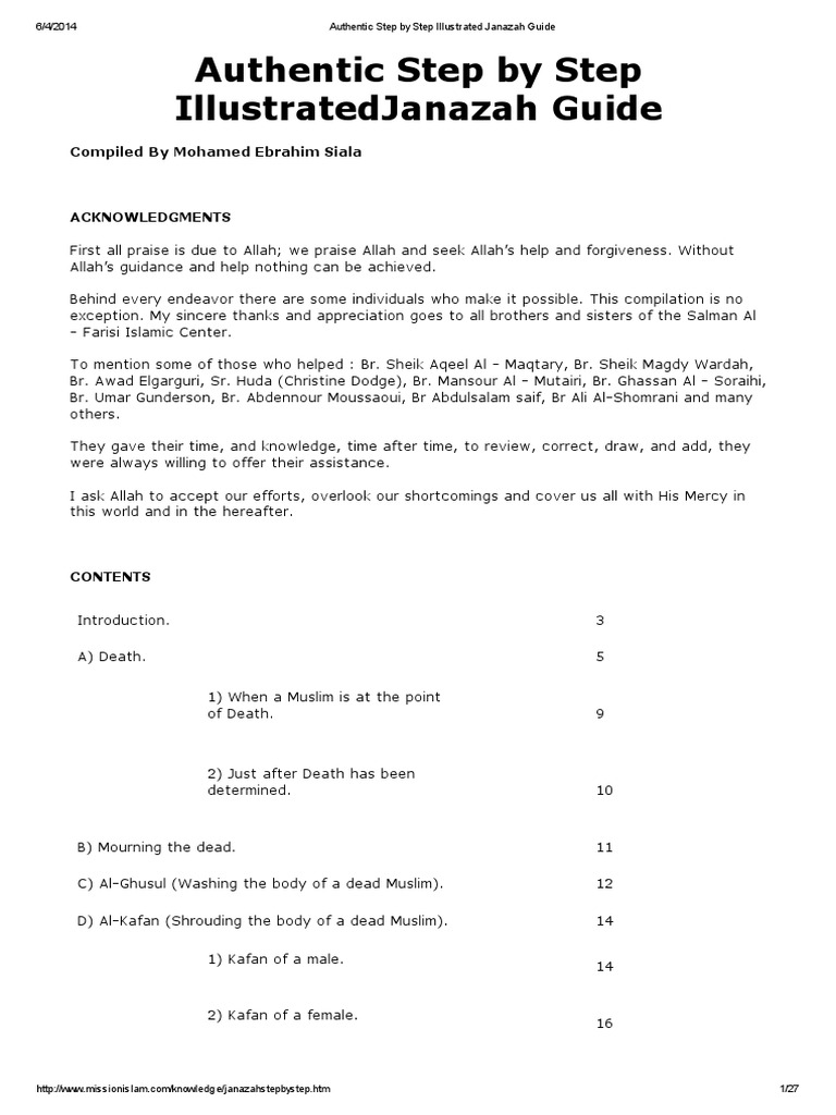 Authentic Step by Step Illustrated Janazah Guide | PDF | Muhammad ...