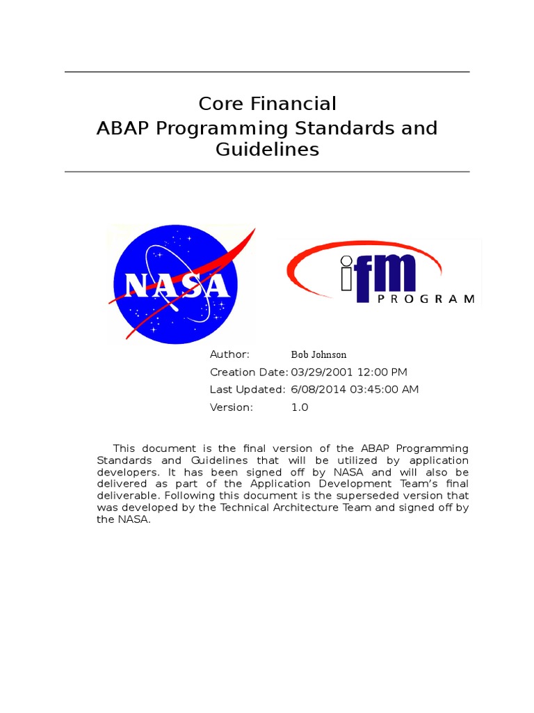 ABAP Programming NASA | PDF | Database Index | Subroutine ABAP Programming NASA | PDF | Database Index | Subroutine