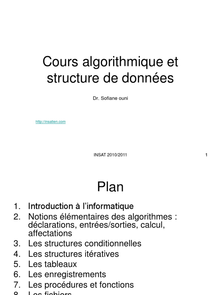 CoursAlgorithmique1MPI V8 | PDF | Langage de programmation | Variable (informatique)