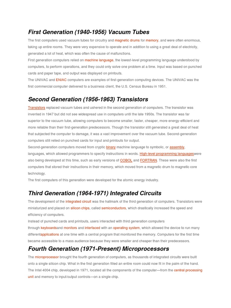 Generations of Computer | PDF | Very Large Scale Integration ...
