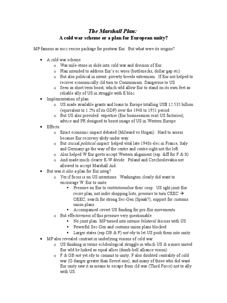 Marshall Plan History Notes | PDF | Politics | Travel