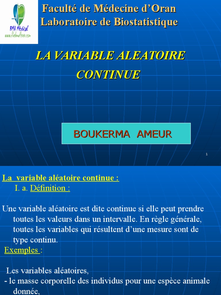 La Variable Aleatoire Continue | PDF | Variable aléatoire | Variable aléatoire à densité