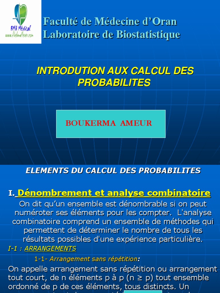 Introduction au calcul des probabilités | PDF | Probabilité | Loi de ...