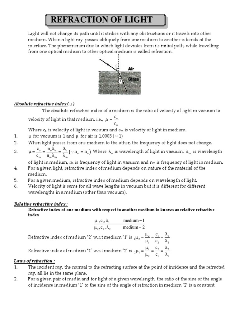 Refraction 1 | PDF | Refraction | Refractive Index