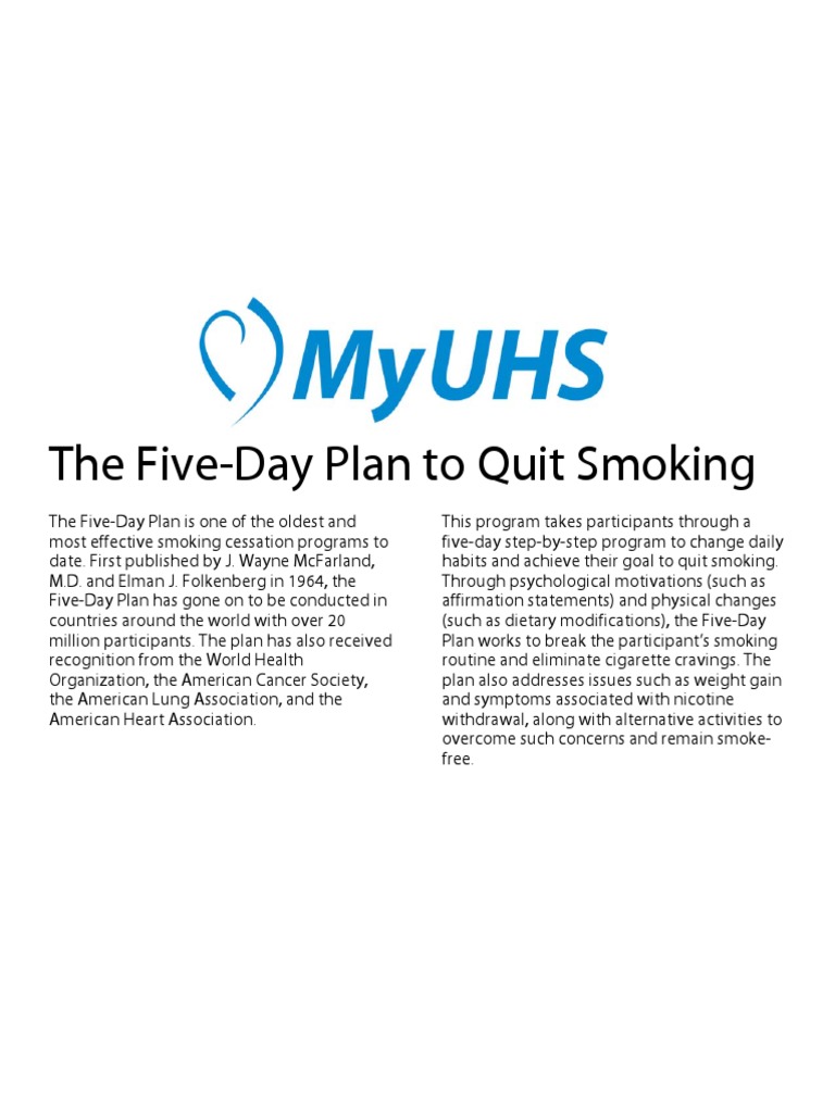 A Five-Day Plan for Success: A Comprehensive Guide to Quitting Smoking ...