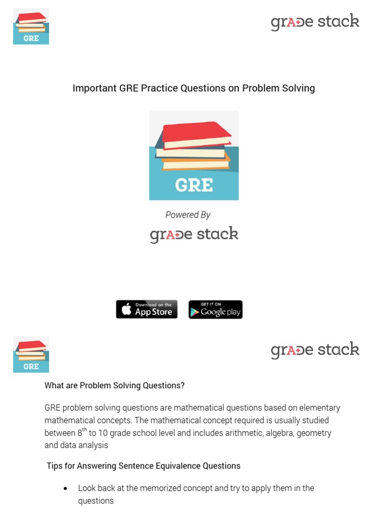 GRE Problem Solving Questions | PDF | Graduate Record Examinations ...