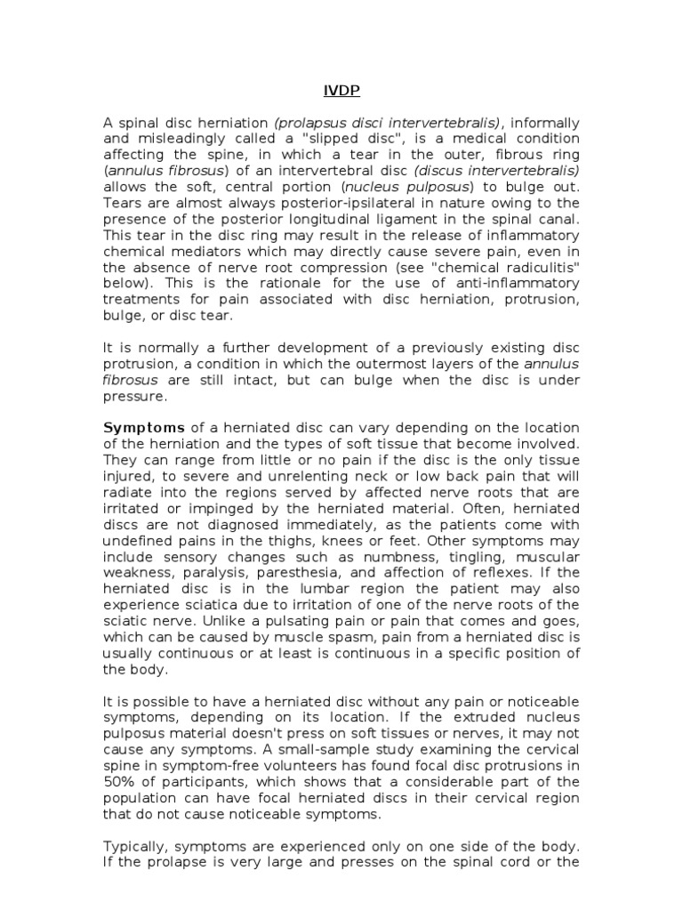 IVDP & Spinal Surgeries | PDF | Musculoskeletal System | Diseases And ...