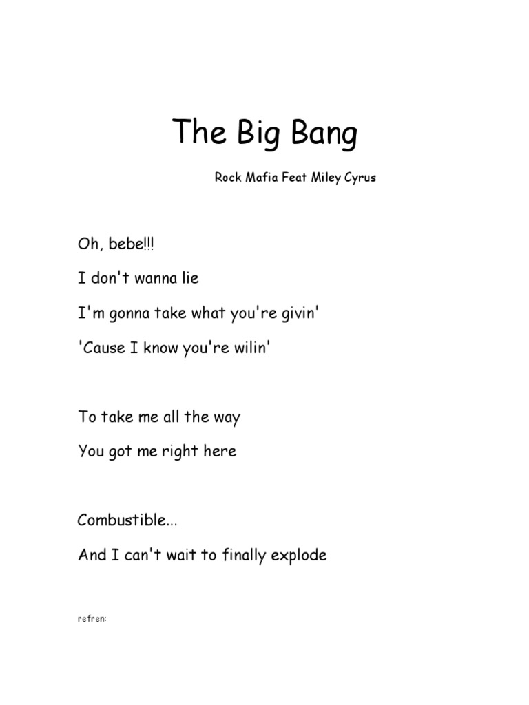 The Big Bang: Oh, Bebe!!! I Don't Wanna Lie I'm Gonna Take What You're ...