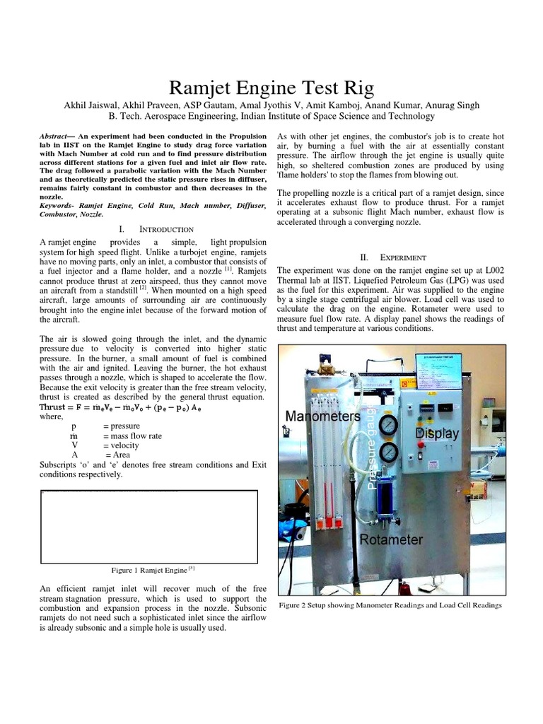 Ramjet Engine Test Rig | PDF | Jet Engine | Gases