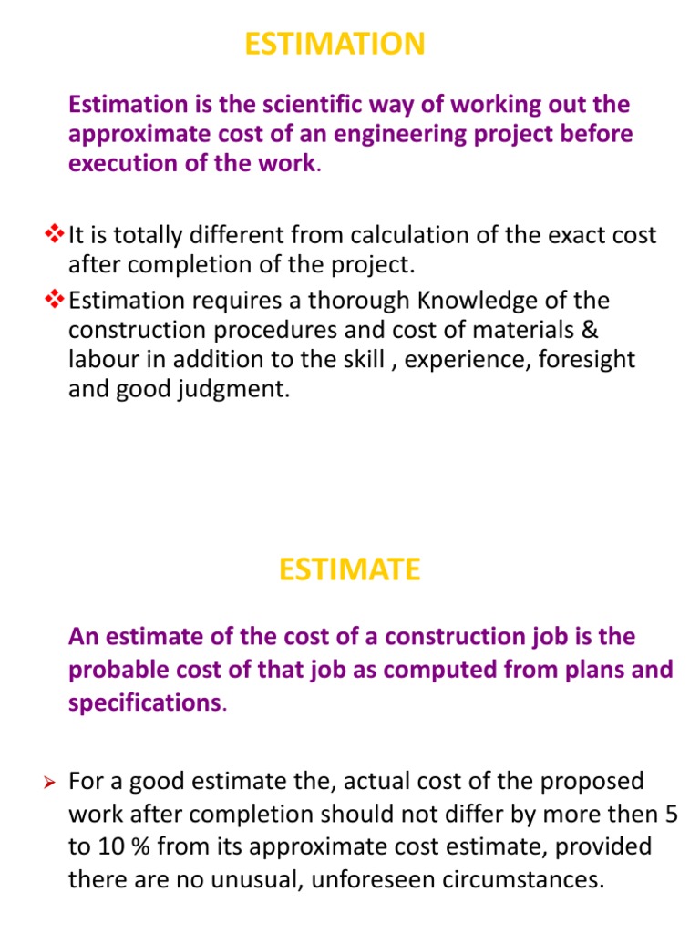 Estimationpart 1 | PDF | Specification (Technical Standard) | Engineering