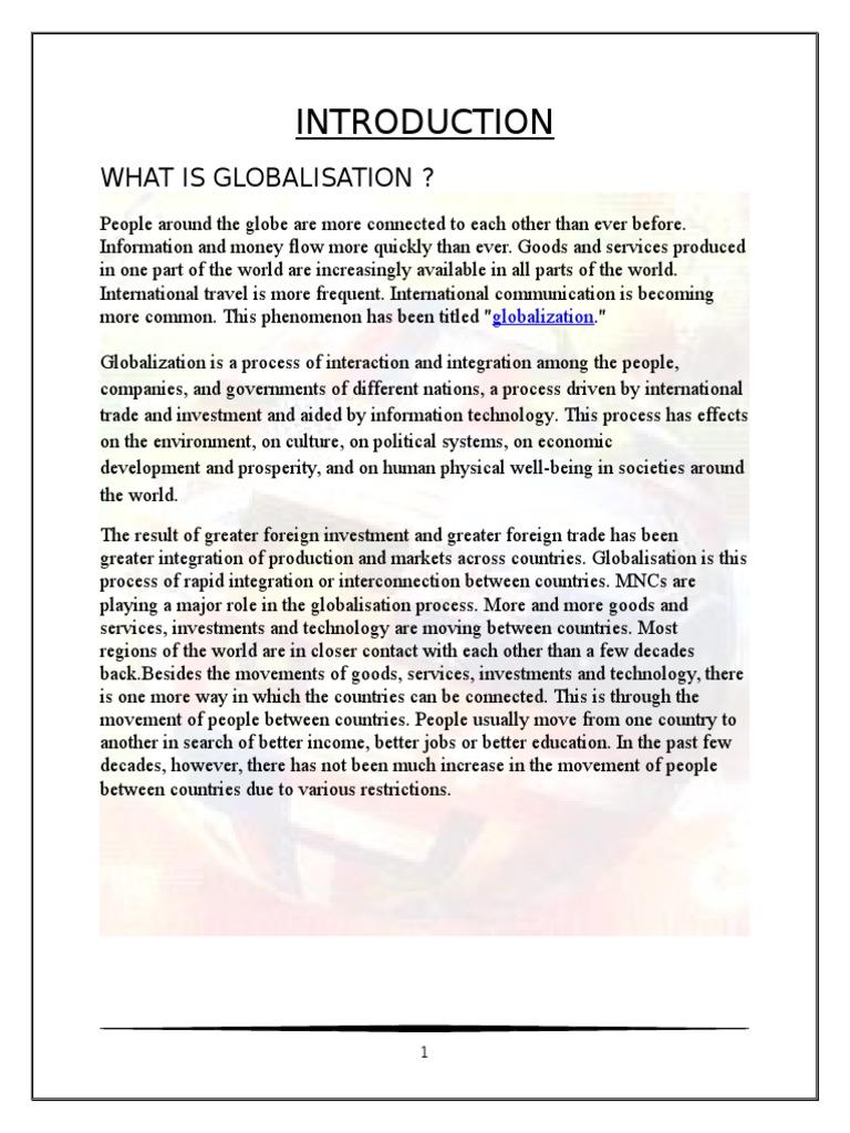 Eco Project Globalisation Final | PDF | Economy Of India | Foreign ...