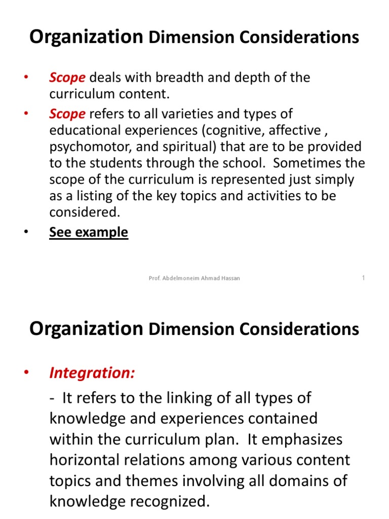Organization Dimension Considerations - Notes | PDF | Curriculum | Learning