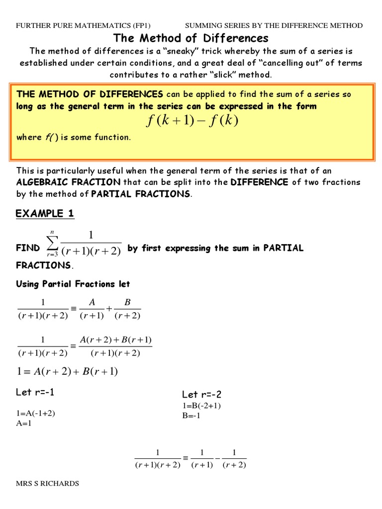 The+Method+of+Differences+pdf | Summation | Fraction (Mathematics)
