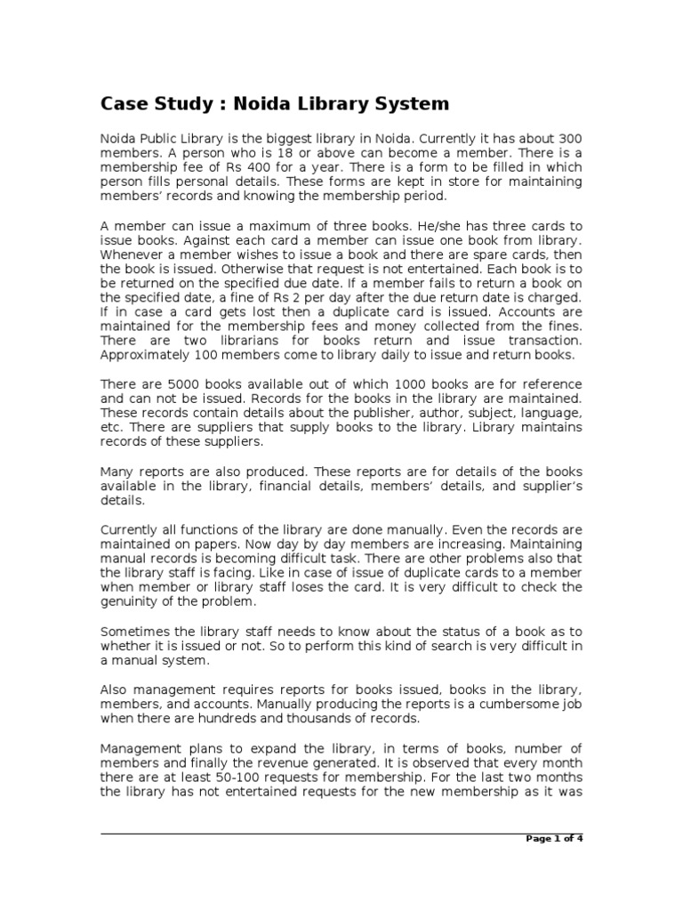 Case Study (Noida Library System) | PDF | Libraries | Information ...
