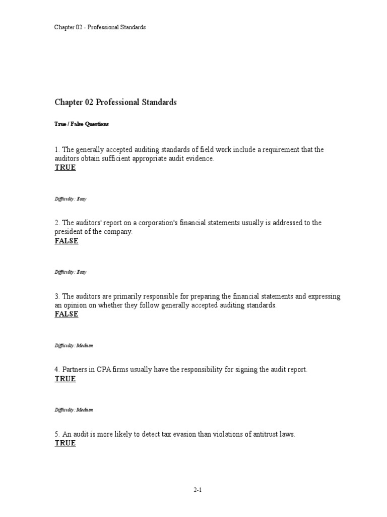 Auditing Chapter 2 Review | PDF | Auditor's Report | Audit