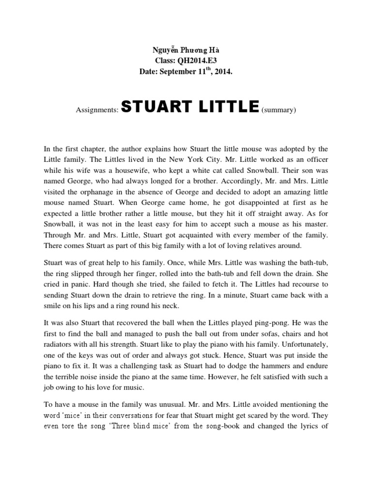 Stuart's Adventures: A Summary of Stuart Little and the Many Challenges ...