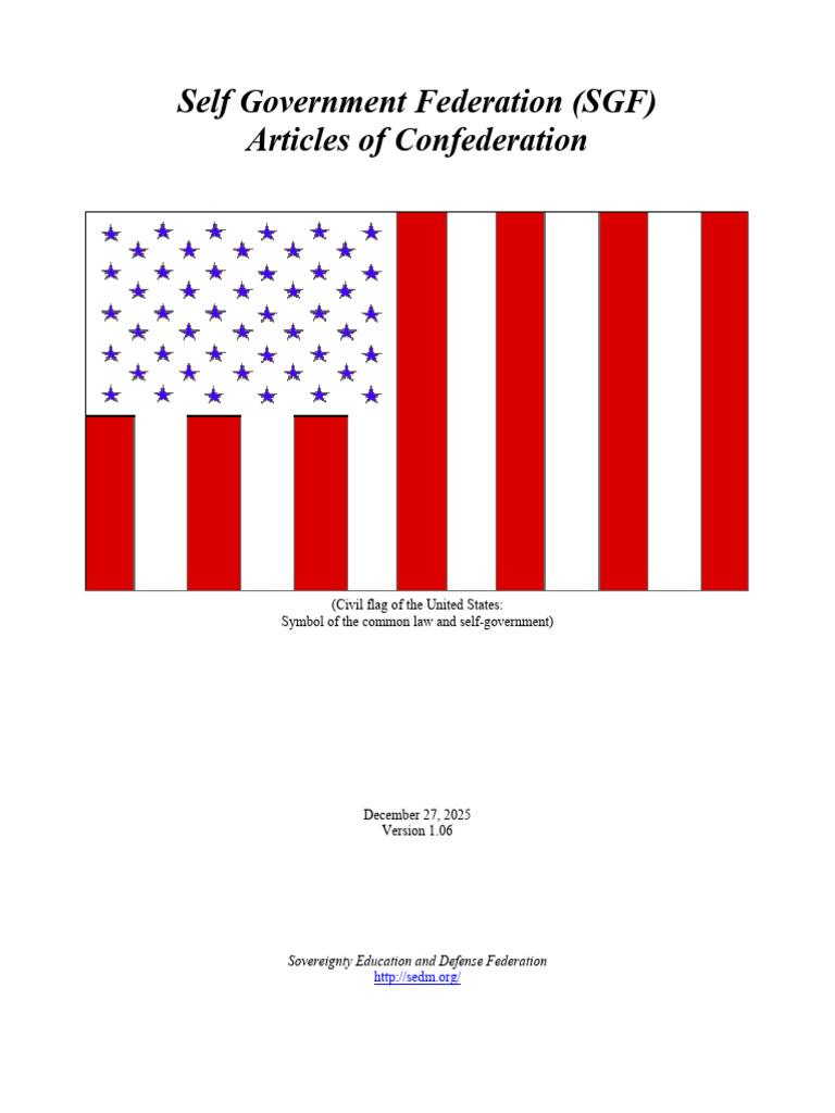 Self Government Federation: Articles of Confederation, Form #13.002 | PDF