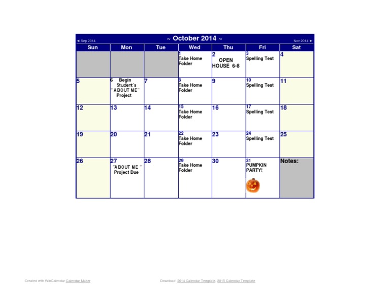 2014-2015 School Calendar Template | PDF