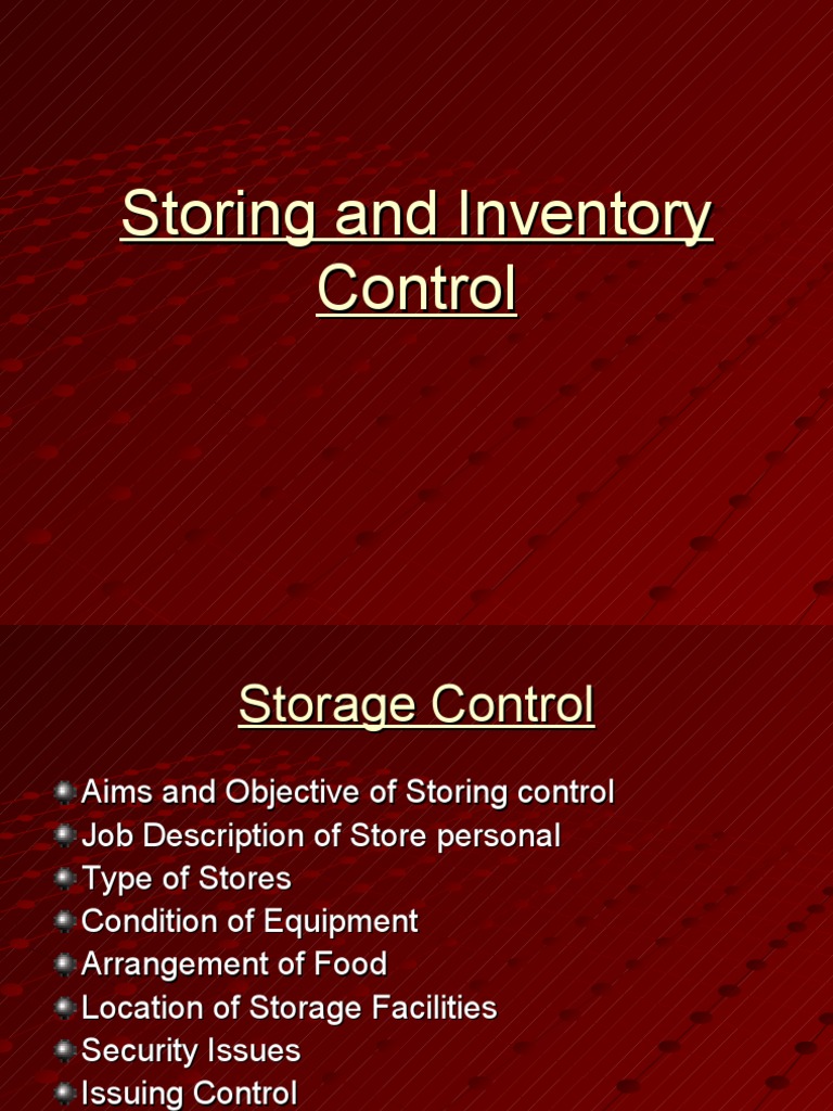 Storage and Inventory Control | PDF | Inventory | Warehouse