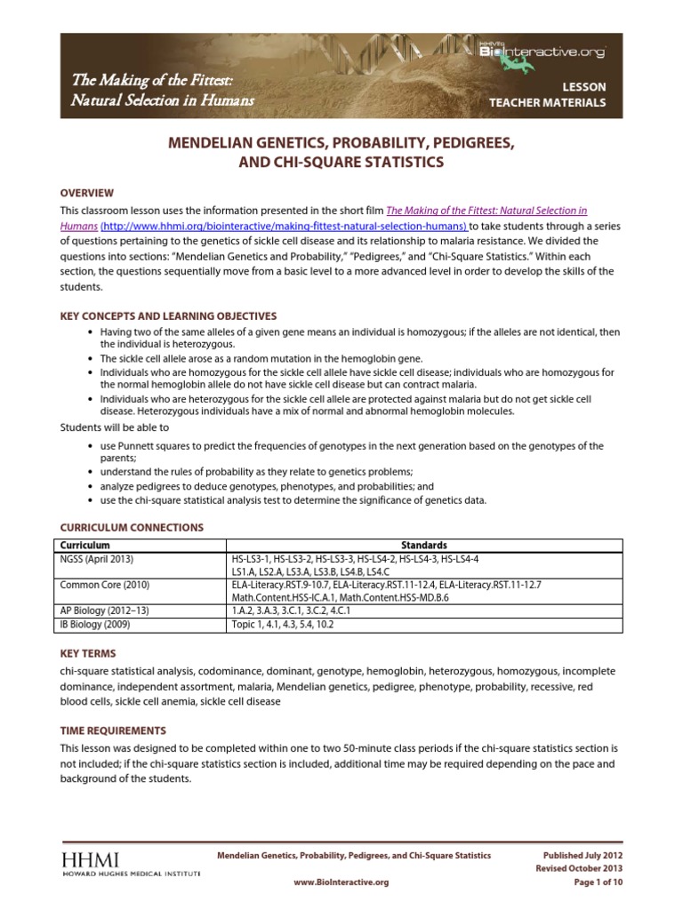 Sickle Cell Genetics and Probability Guide | PDF | Dominance (Genetics ...