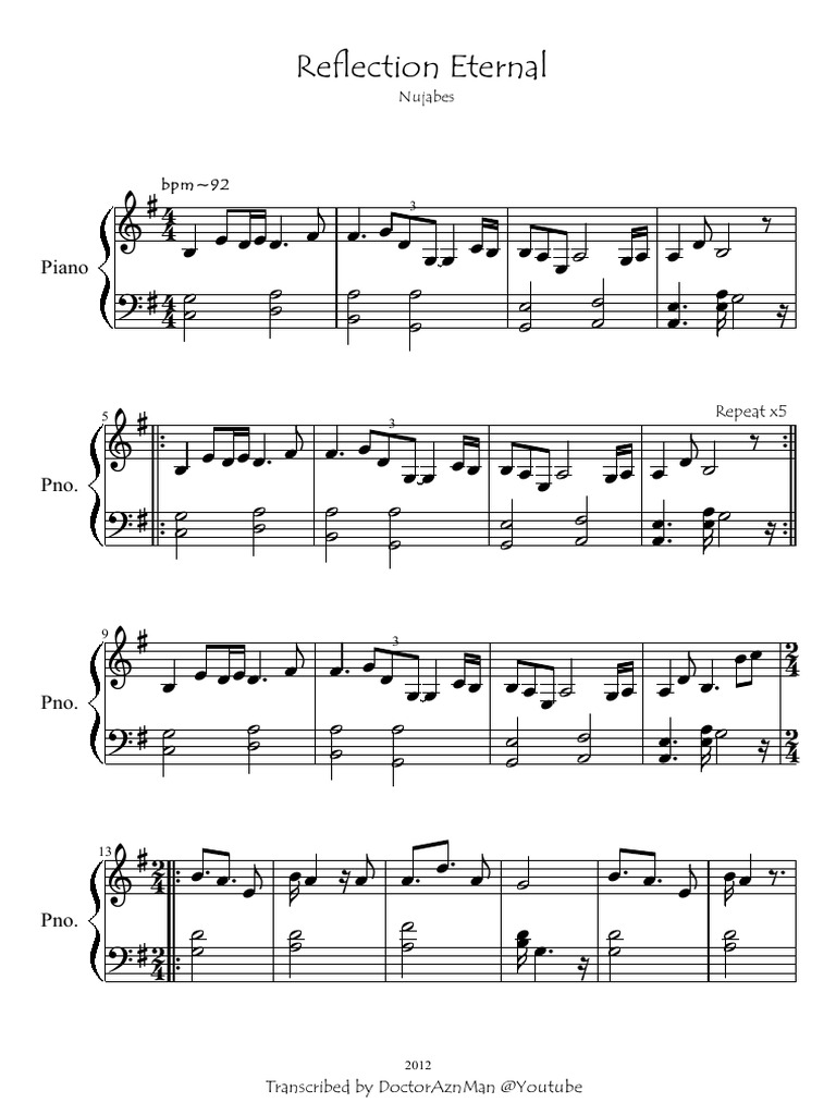 Nujabes - Reflection Eternal Sheet Music | PDF | Entertainment (General)