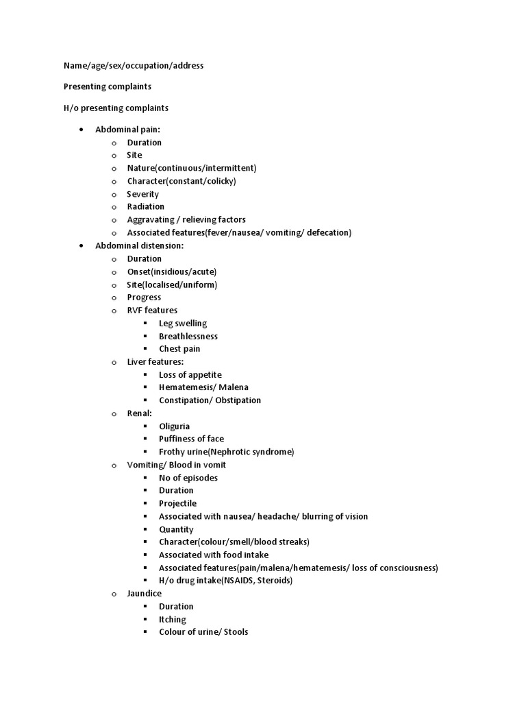 Case Taking Proforma - Abdomen | Download Free PDF | Constipation | Medical Specialties