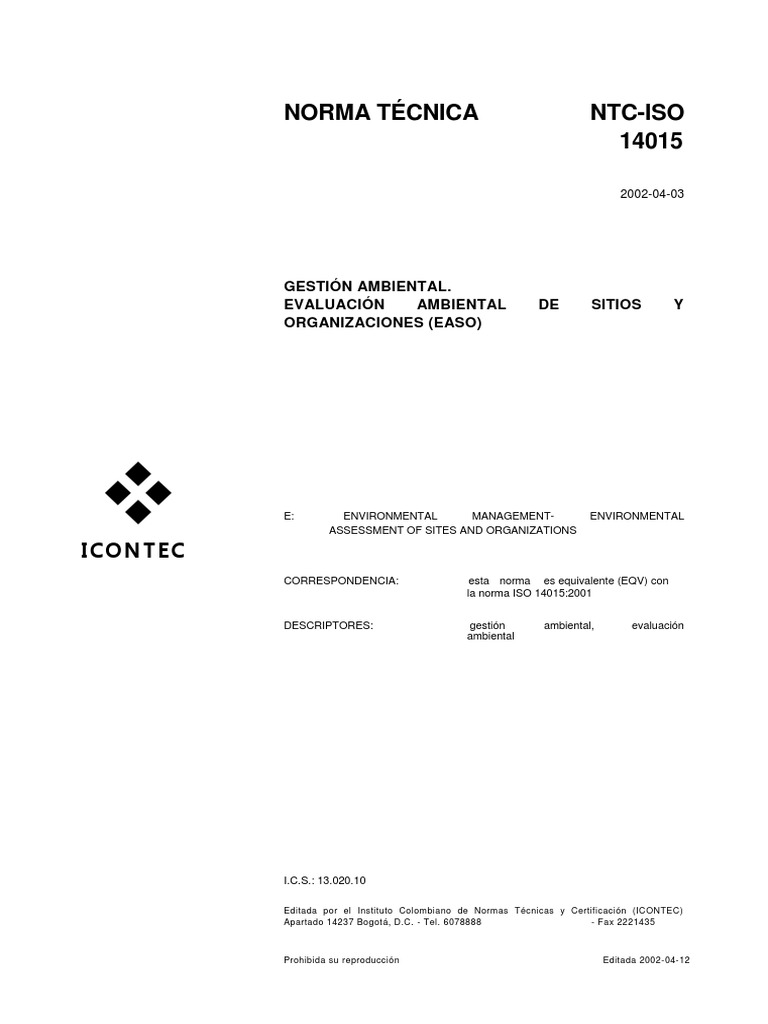 Iso 14015 | PDF | Organización internacional para la estandarización ...