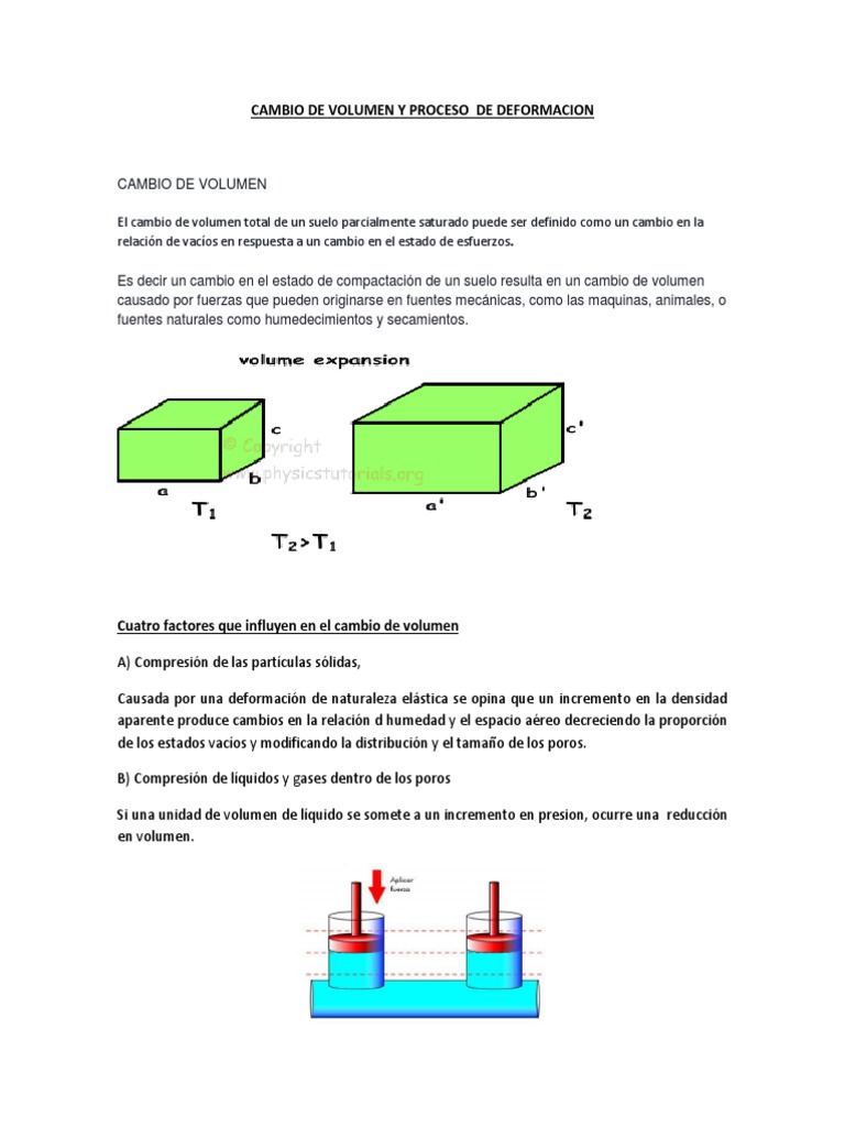 Cambio de Volumen y Proceso de Deformacion | PDF | Líquidos | Suelo