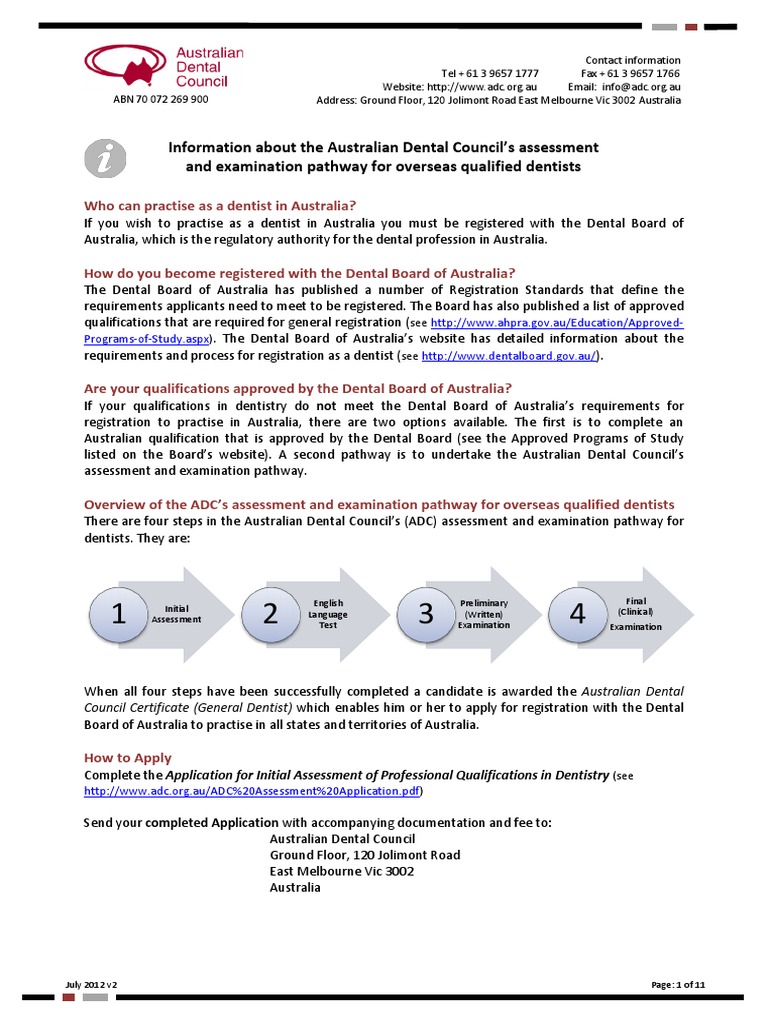 ADC Exam Pathway for Overseas Dentists | PDF | Prosthodontics ...