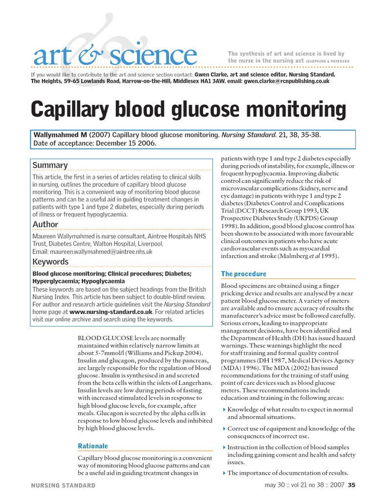 Capillary Blood Glucose | Hypoglycemia | Diabetes Mellitus