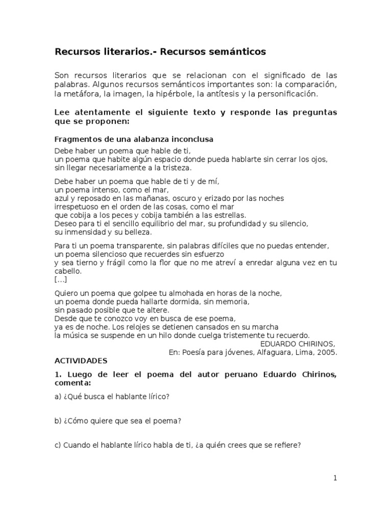 Recursos Semánticos | PDF | Tecnicas literarias | Recursos poéticos