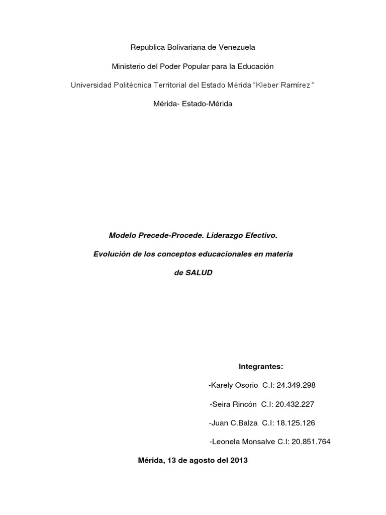 Modelo Precede | PDF | Liderazgo | Planificación
