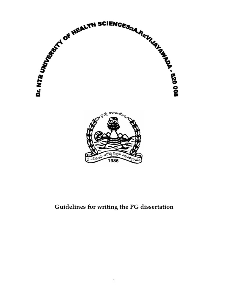 Guidelines For Writing The Pg Dissertation Pdf Thesis Medical Diagnosis