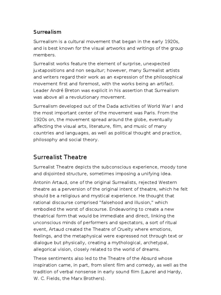 Surrealist Theatre | PDF | Surrealism