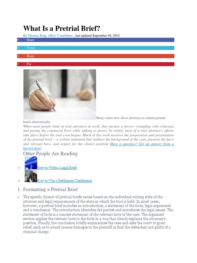 Understanding Pretrial Briefs Explained | PDF | Brief (Law) | Notary Public