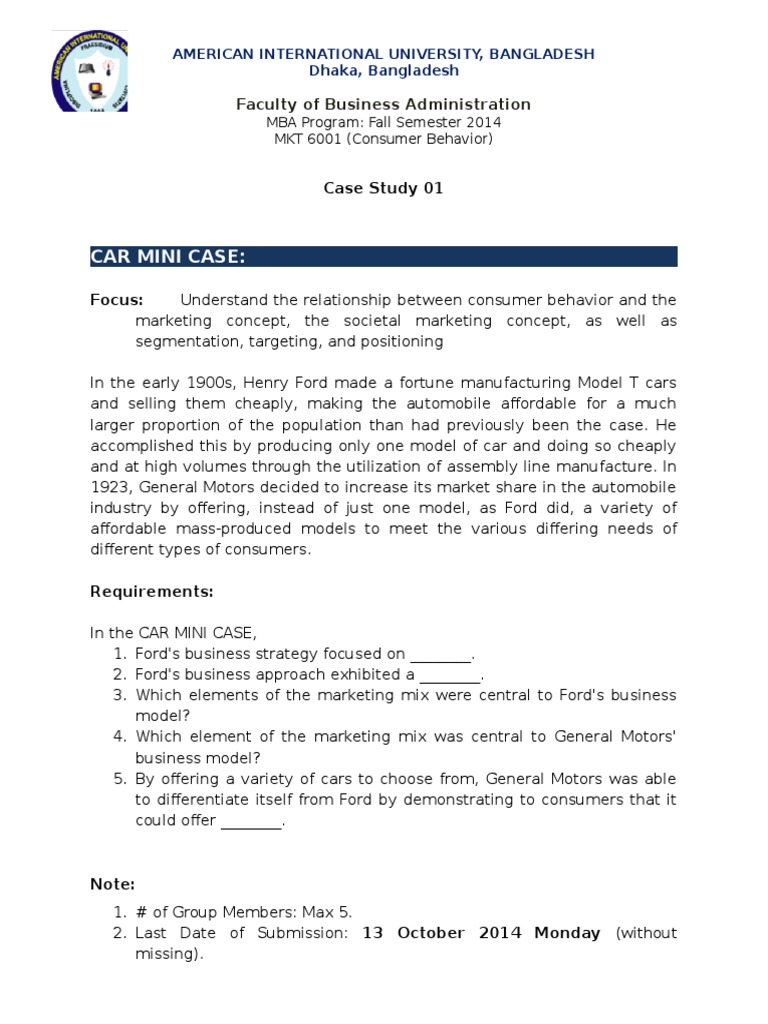 Consumer Behavior Case Study: Ford vs. GM | PDF | Business