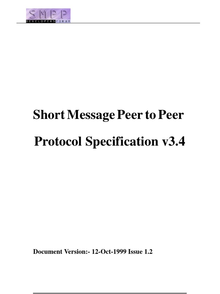 Short Message Peer To Peer Protocol Specification v3.4 | PDF | Mobile ...
