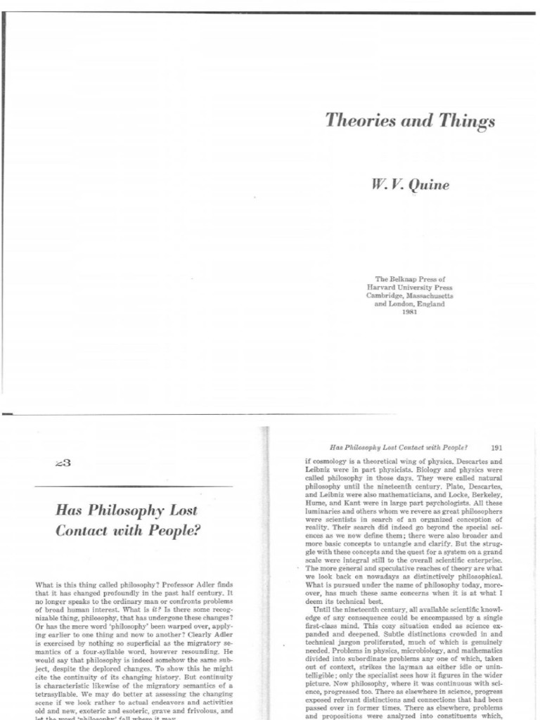 Quine (1981) Has Philosophy Lost Contact People | PDF | Philosophy Of ...
