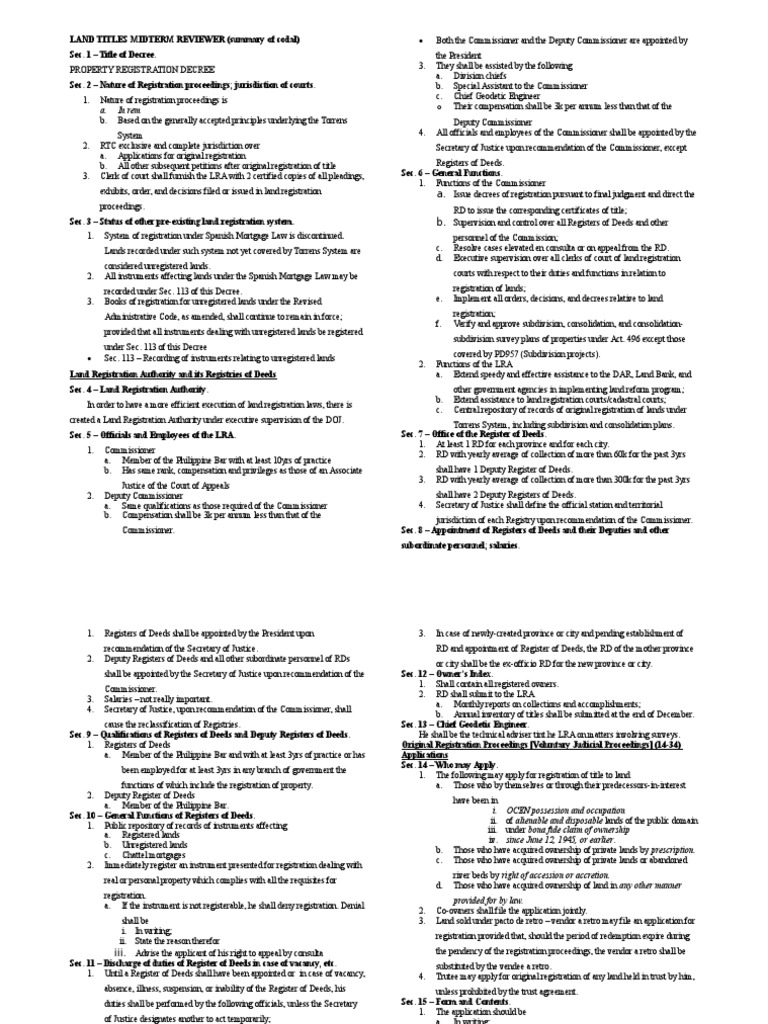 Codal Land Title and Deeds | PDF | Property Law | Land Law