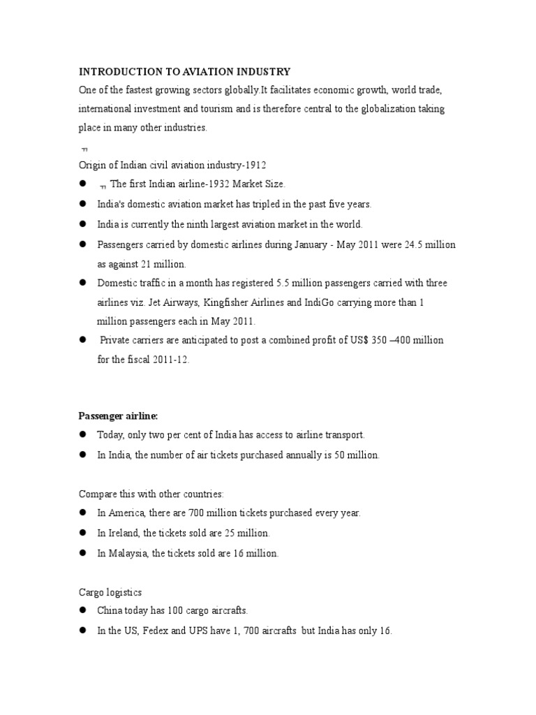 Overview of India's Aviation Industry | PDF | Airlines | Low Cost Carrier