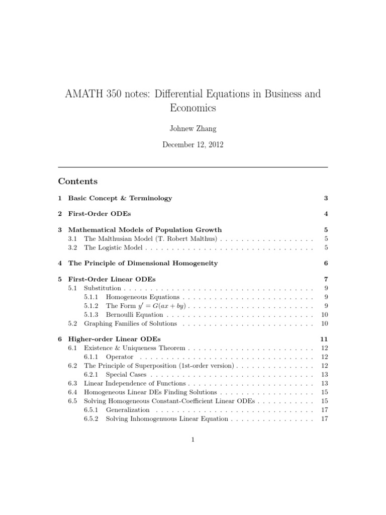 AMATH 350 Notes | PDF | Eigenvalues And Eigenvectors | Partial ...