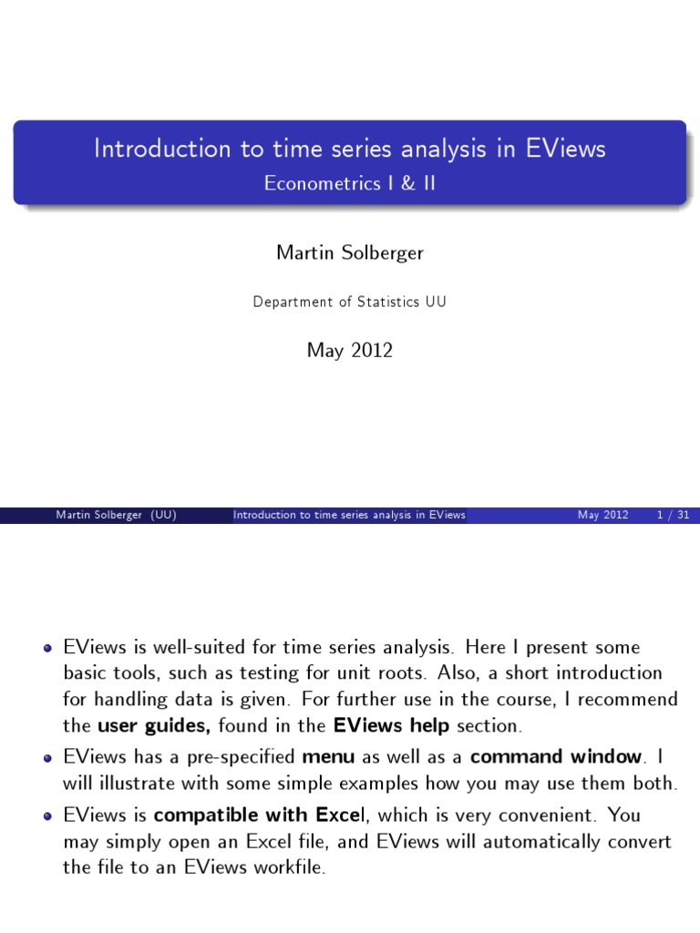 EViews Introduction | PDF | Time Series | Econometrics