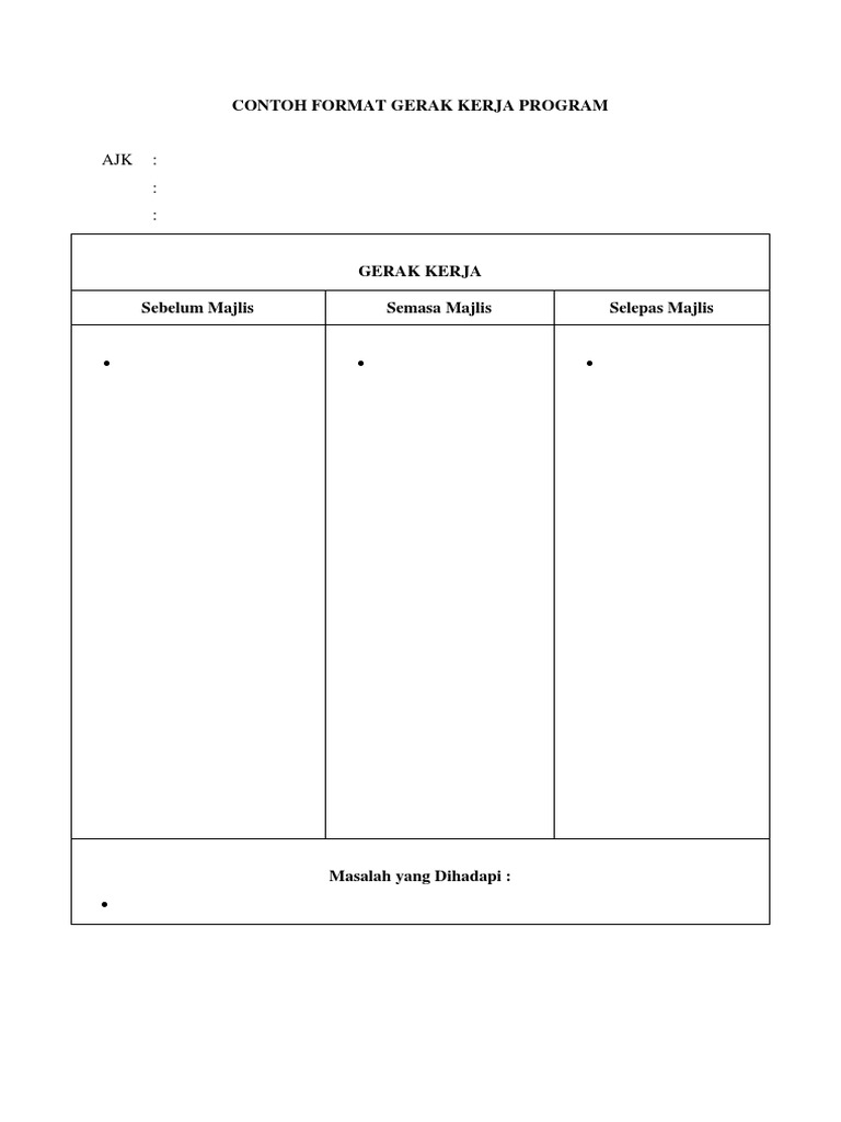 Contoh Format Gerak Kerja Program | PDF