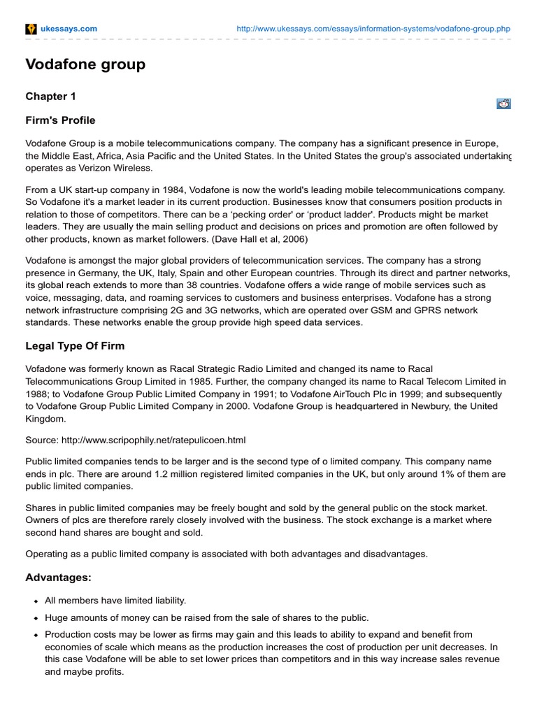 Vodafone Group: Global Operations Overview | PDF | Oligopoly | Business ...