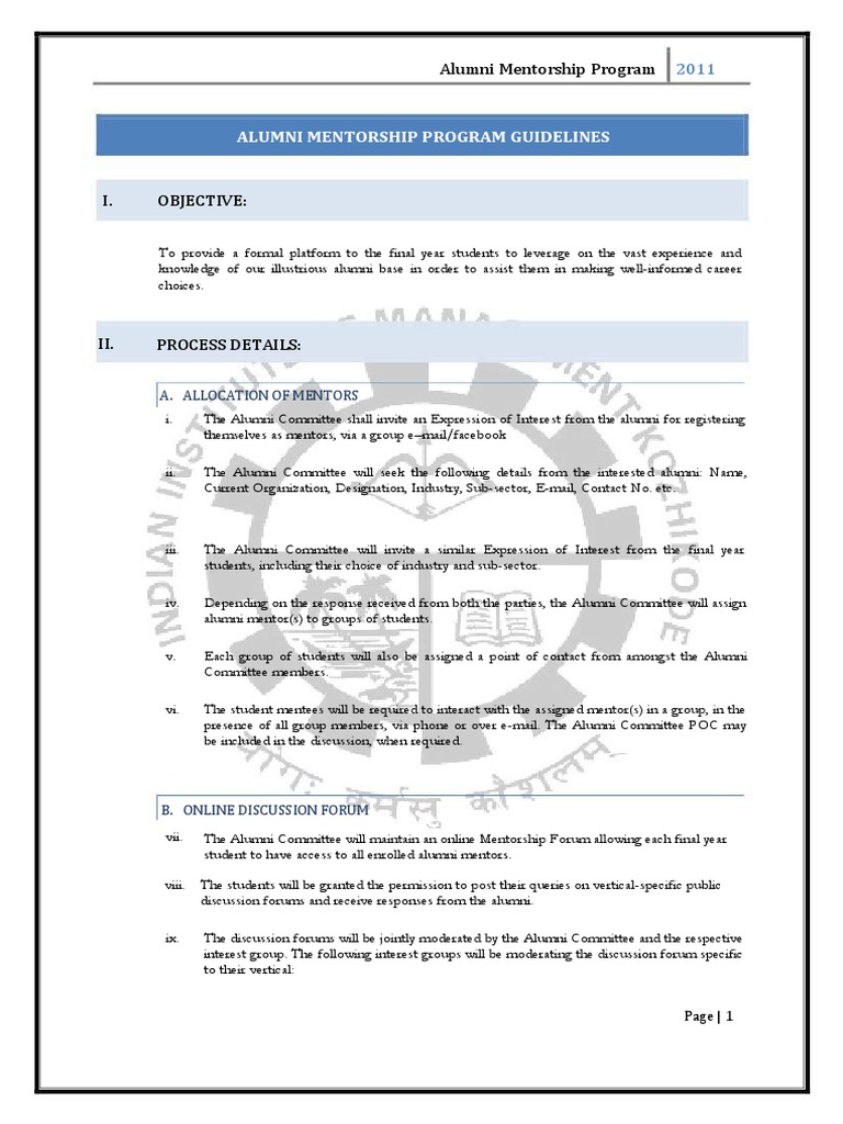 Alumni Mentorship Program 2011 | PDF | Mentorship | Communication