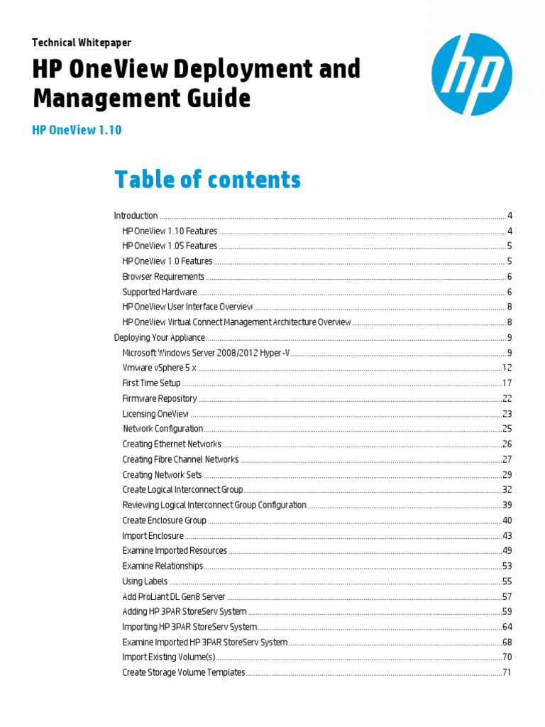 HP One View Management Deployment Guid | PDF | Hyper V | Computer Network